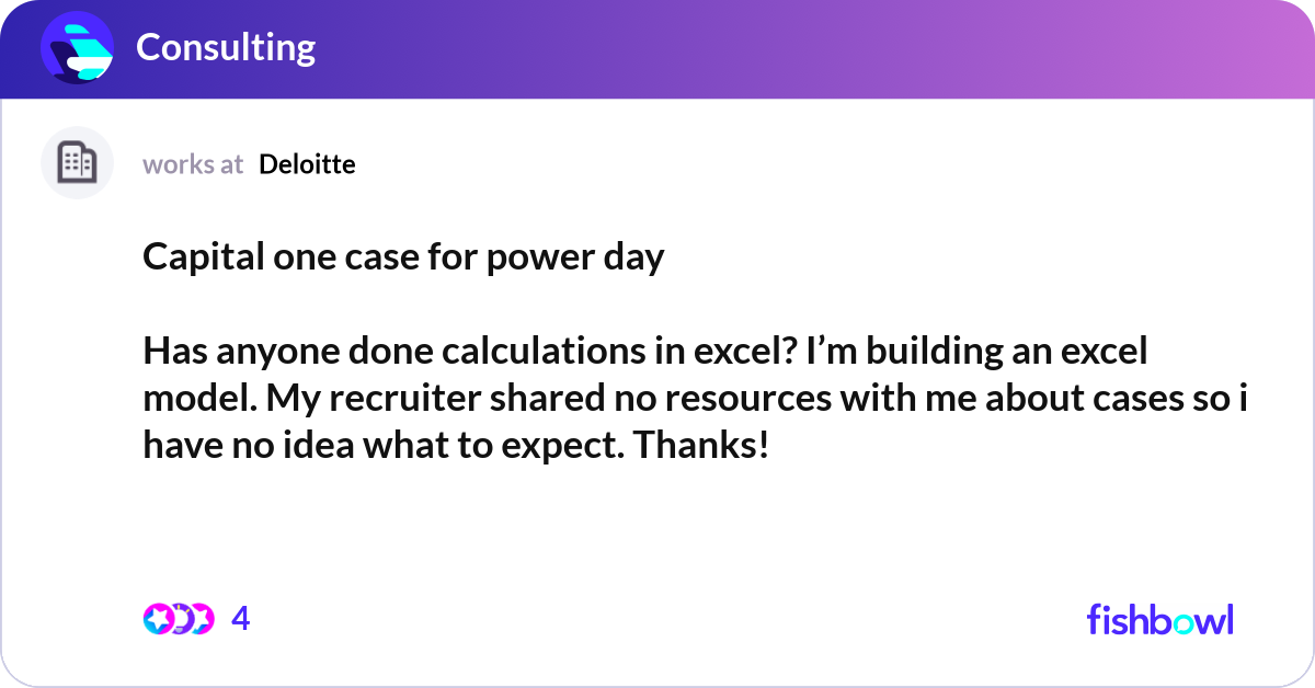 Capital one case for power day Has anyone done ca... | Fishbowl
