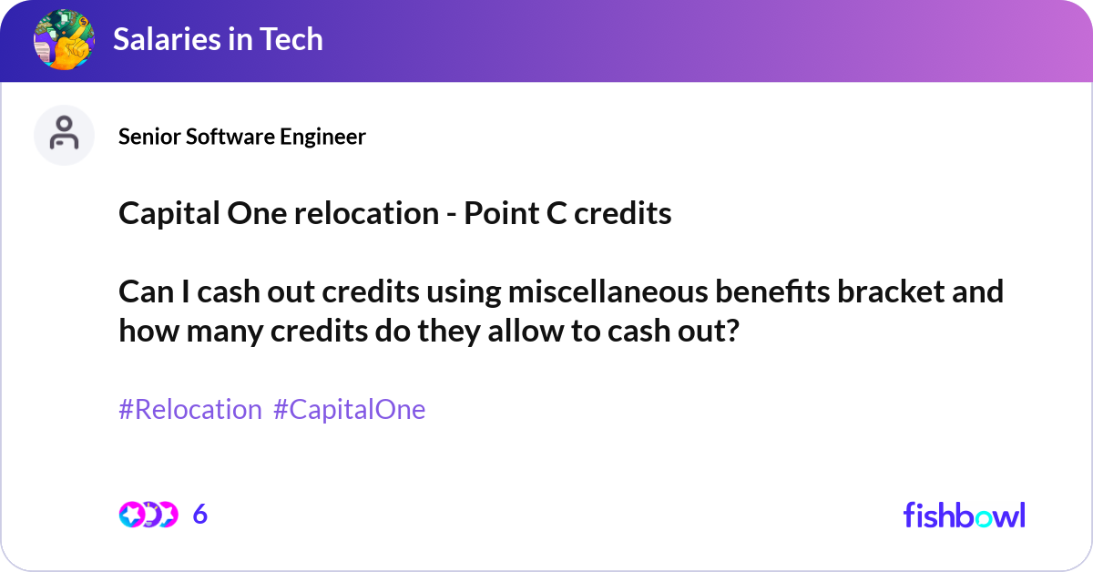Capital One relocation - Point C credits Can I ca... | Fishbowl