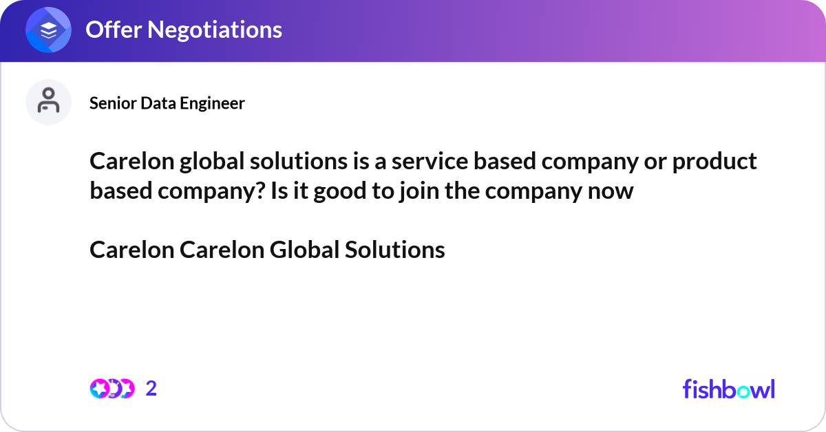 Carelon global solutions is a service based compan... | Fishbowl
