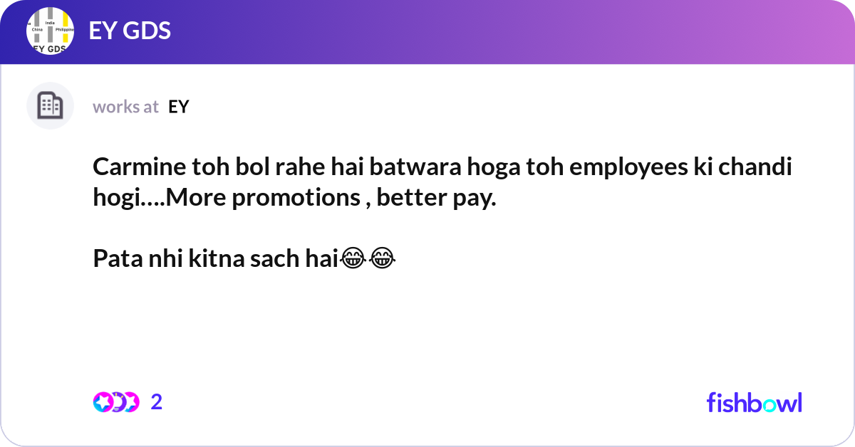 Carmine toh bol rahe hai batwara hoga toh employee... | Fishbowl