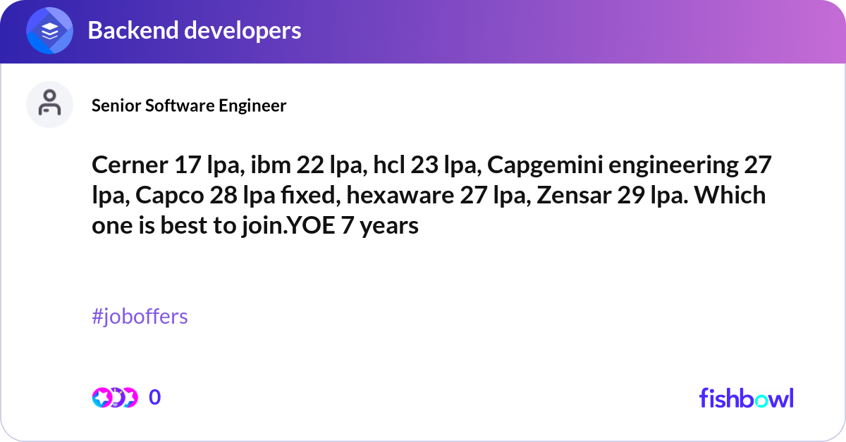 Cerner 17 lpa, ibm 22 lpa, hcl 23 lpa, Capgemini e... | Fishbowl
