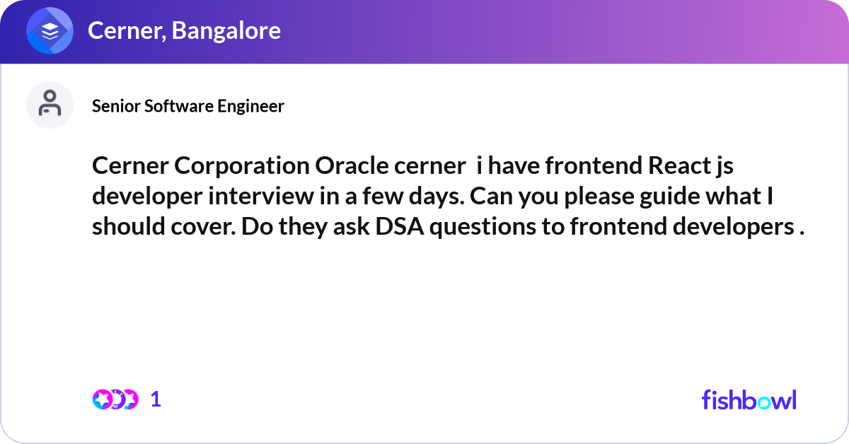 Cerner Corporation Oracle cerner i have frontend ... | Fishbowl
