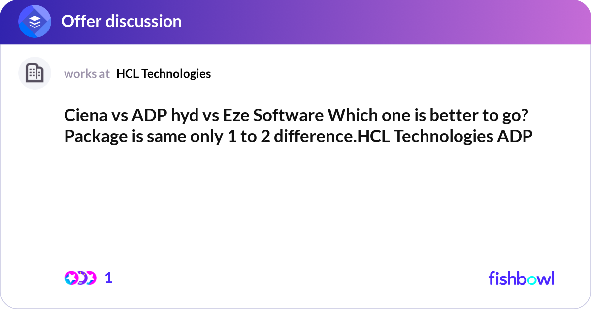 Ciena vs ADP hyd vs Eze Software Which one is bett... | Fishbowl