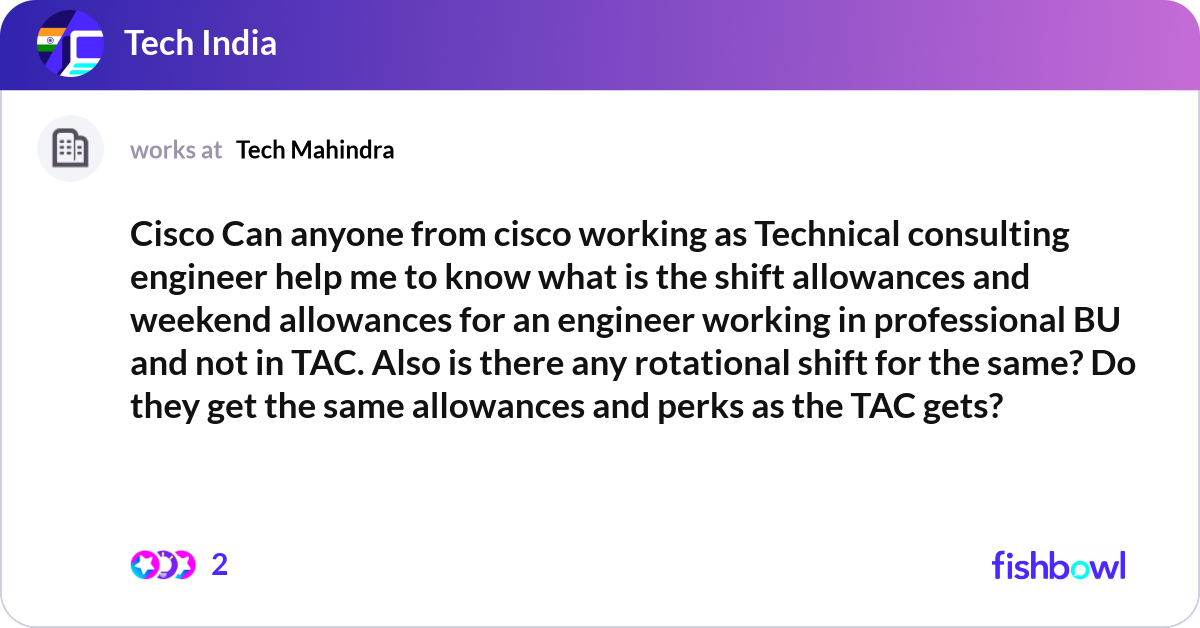 Cisco Can anyone from cisco working as Technical c... | Fishbowl