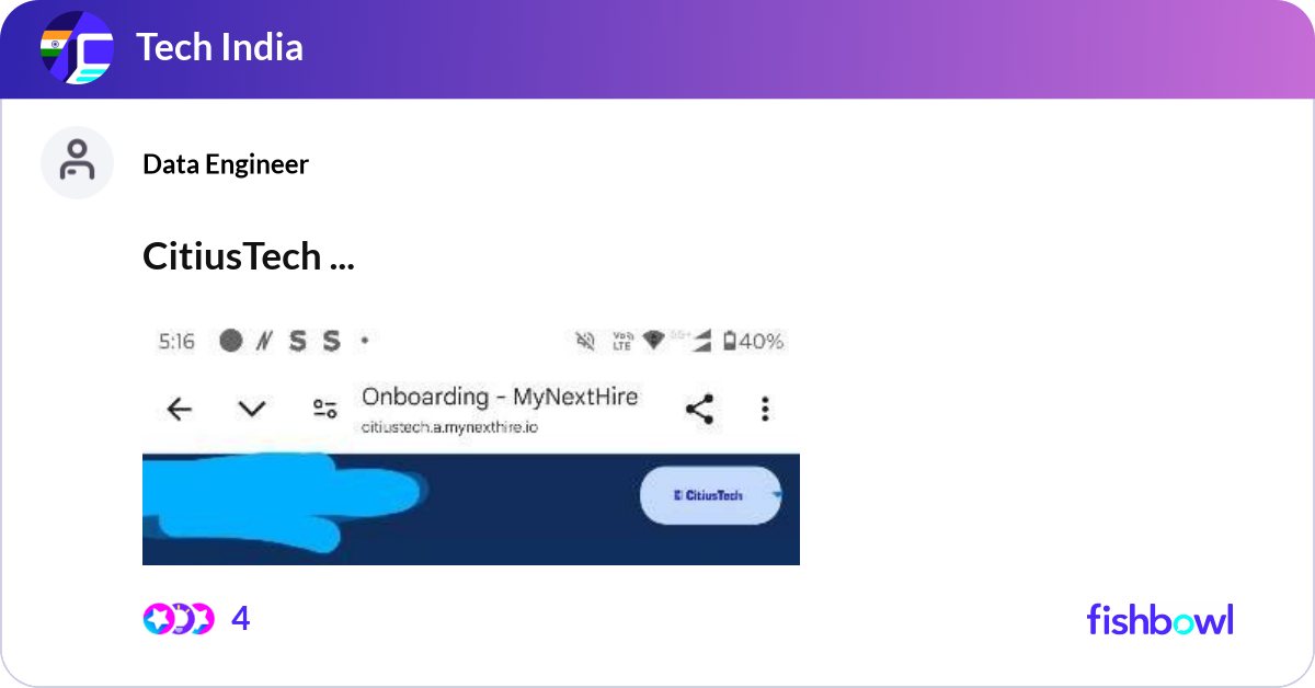 CitiusTech Hi Everyone, I need a suggestion. Bel... | Fishbowl