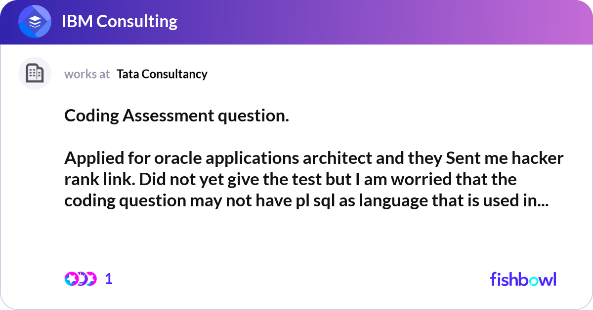Coding Assessment question. Applied for oracle ap... | Fishbowl