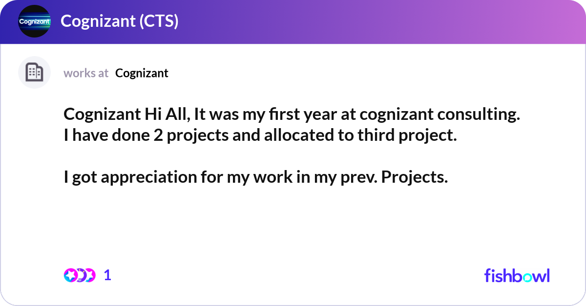 Cognizant Hi All, It was my first year at cognizan... | Fishbowl