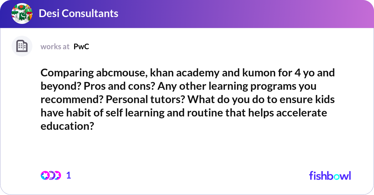 Comparing abcmouse, khan academy and kumon for 4 y... | Fishbowl