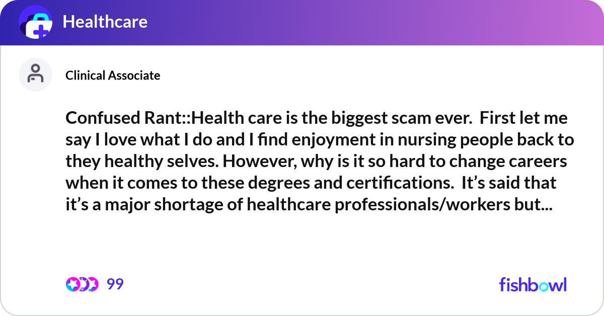 Confused Rant::Health care is the biggest scam eve... | Fishbowl