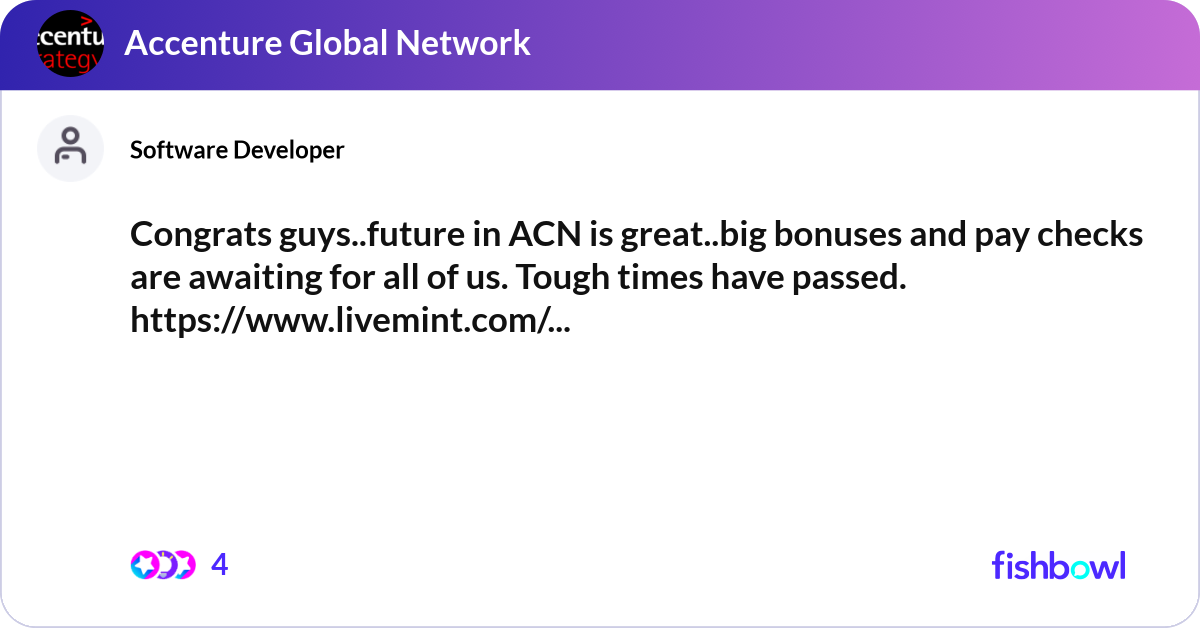 Congrats guys..future in ACN is great..big bonuses... | Fishbowl