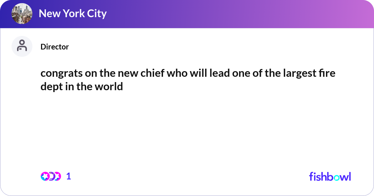 congrats on the new chief who will lead one of the... | Fishbowl