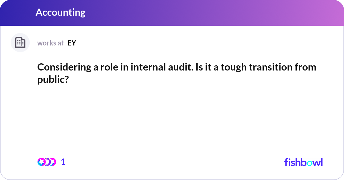 Considering a role in internal audit. Is it a toug... | Fishbowl