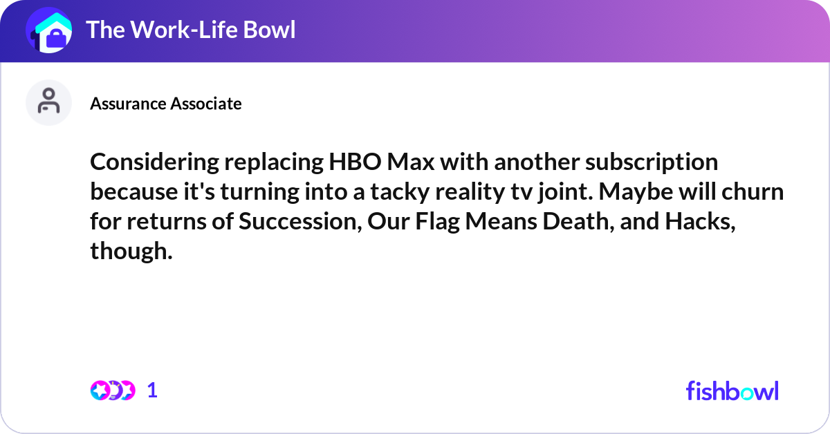 Considering replacing HBO Max with another subscri... | Fishbowl