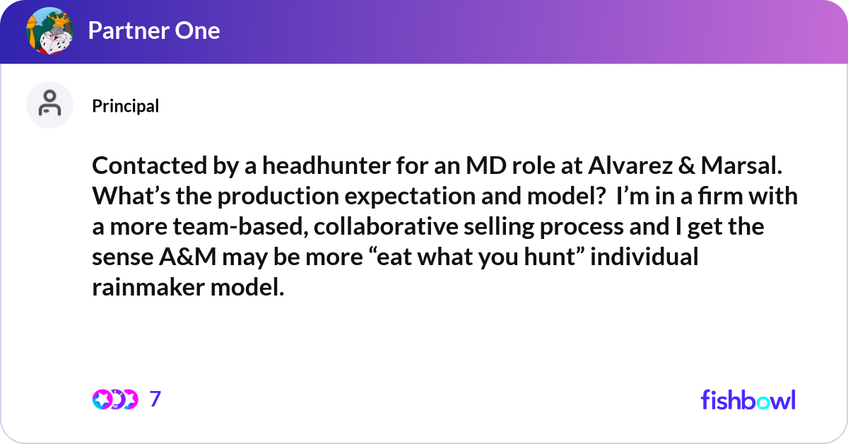 Contacted by a headhunter for an MD role at Alvare... | Fishbowl