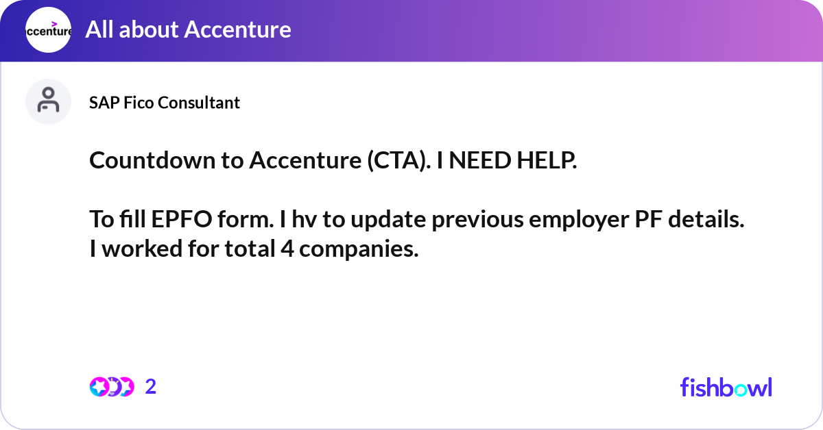 Countdown to Accenture (CTA). I NEED HELP. To fil... | Fishbowl