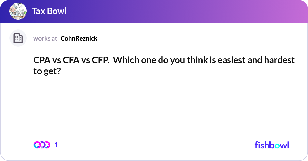 CPA vs CFA vs CFP. Which one do you think is easi... | Fishbowl
