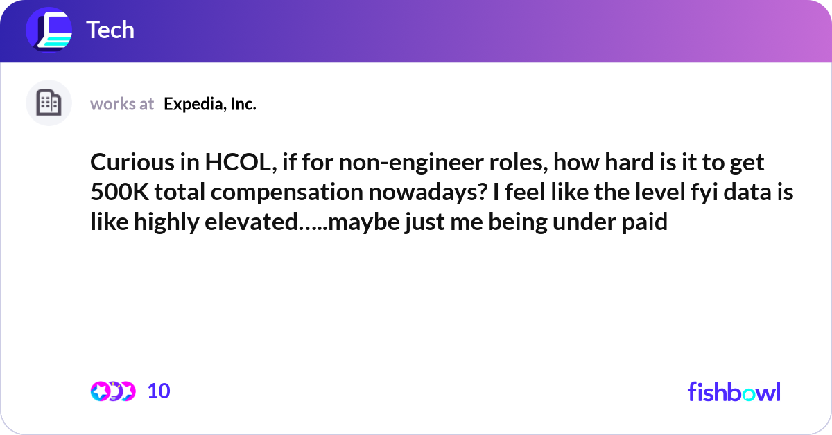 Curious in HCOL, if for non-engineer roles, how ha... | Fishbowl