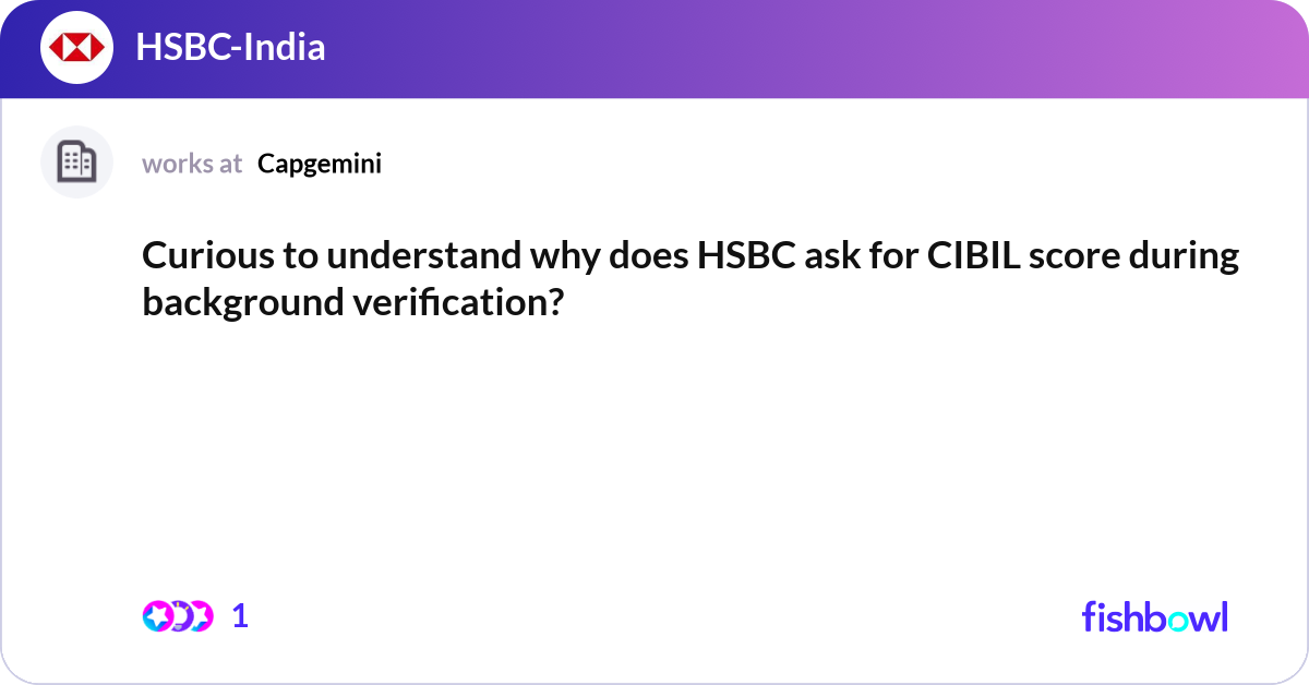 Curious to understand why does HSBC ask for CIBIL ... | Fishbowl