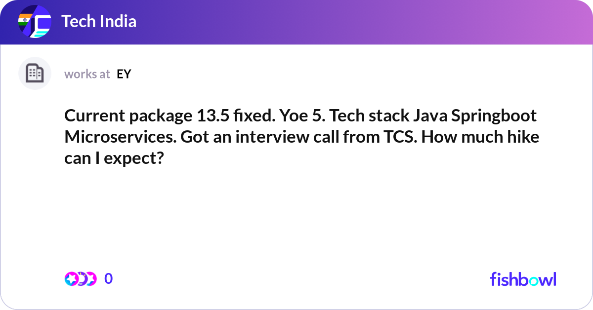 Current package 13.5 fixed. Yoe 5. Tech stack Java... | Fishbowl