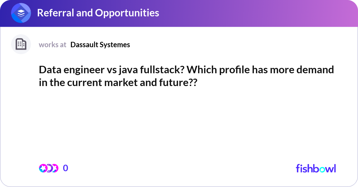 Data engineer vs java fullstack? Which profile has... | Fishbowl
