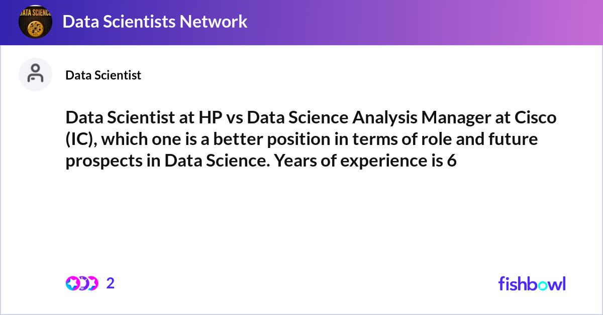 Data Scientist at HP vs Data Science Analysis Mana... | Fishbowl