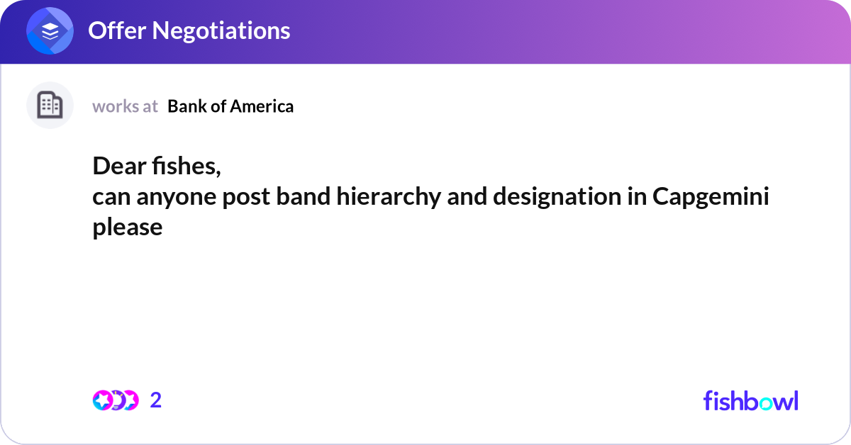 Dear fishes, can anyone post band hierarchy and de... | Fishbowl