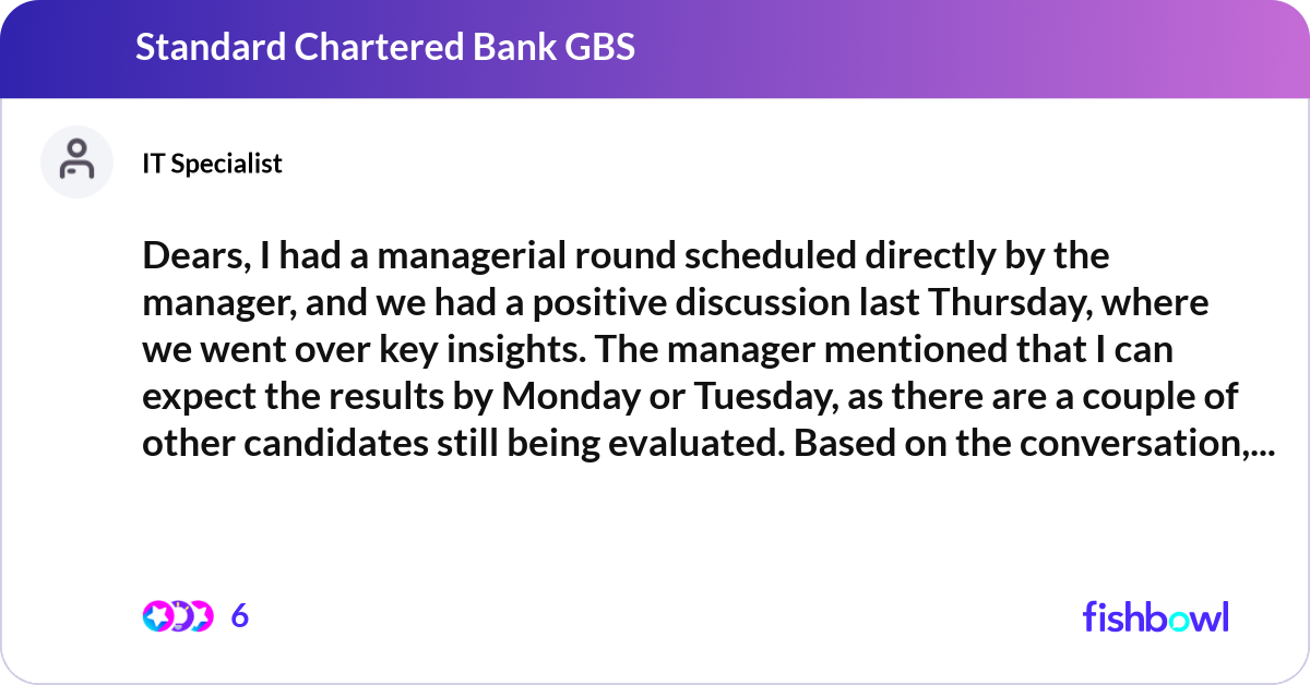 Dears, I had a managerial round scheduled directly... | Fishbowl