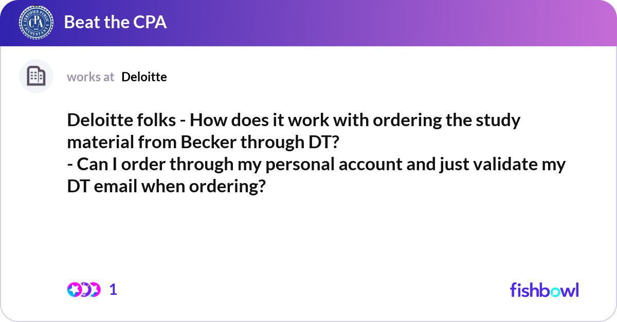 Deloitte folks - How does it work with ordering th... | Fishbowl