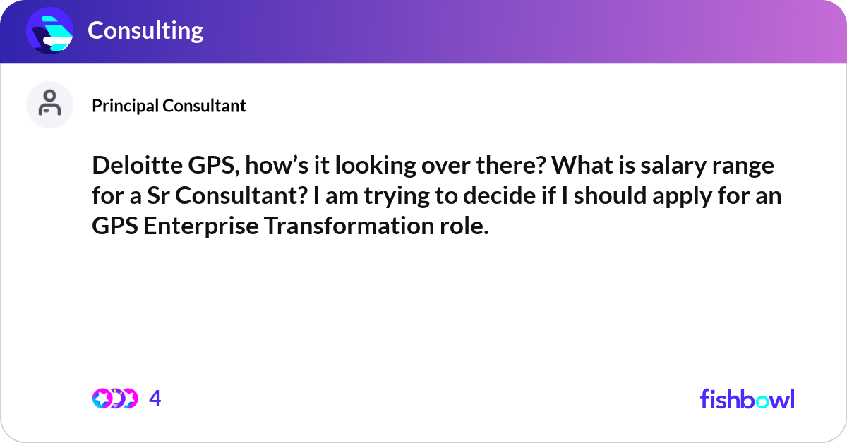 Deloitte GPS, how’s it looking over there? What is... | Fishbowl