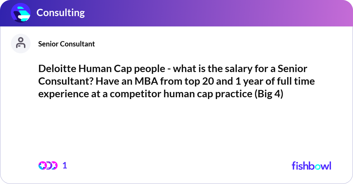 Deloitte Human Cap people - what is the salary for... | Fishbowl