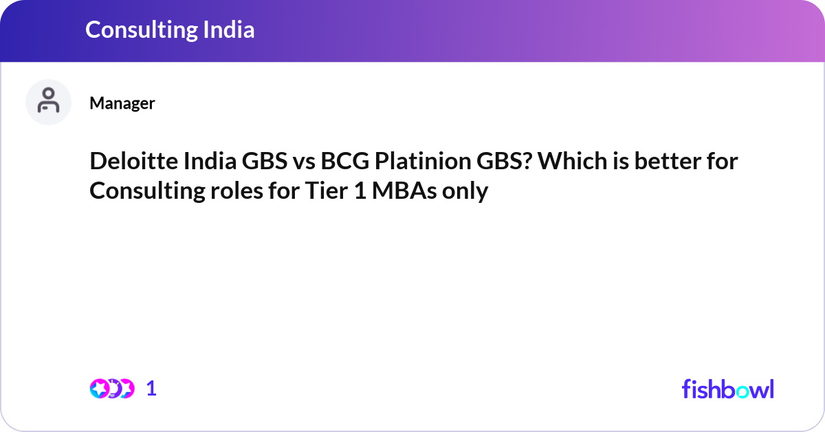 Deloitte India GBS vs BCG Platinion GBS? Which is ... | Fishbowl