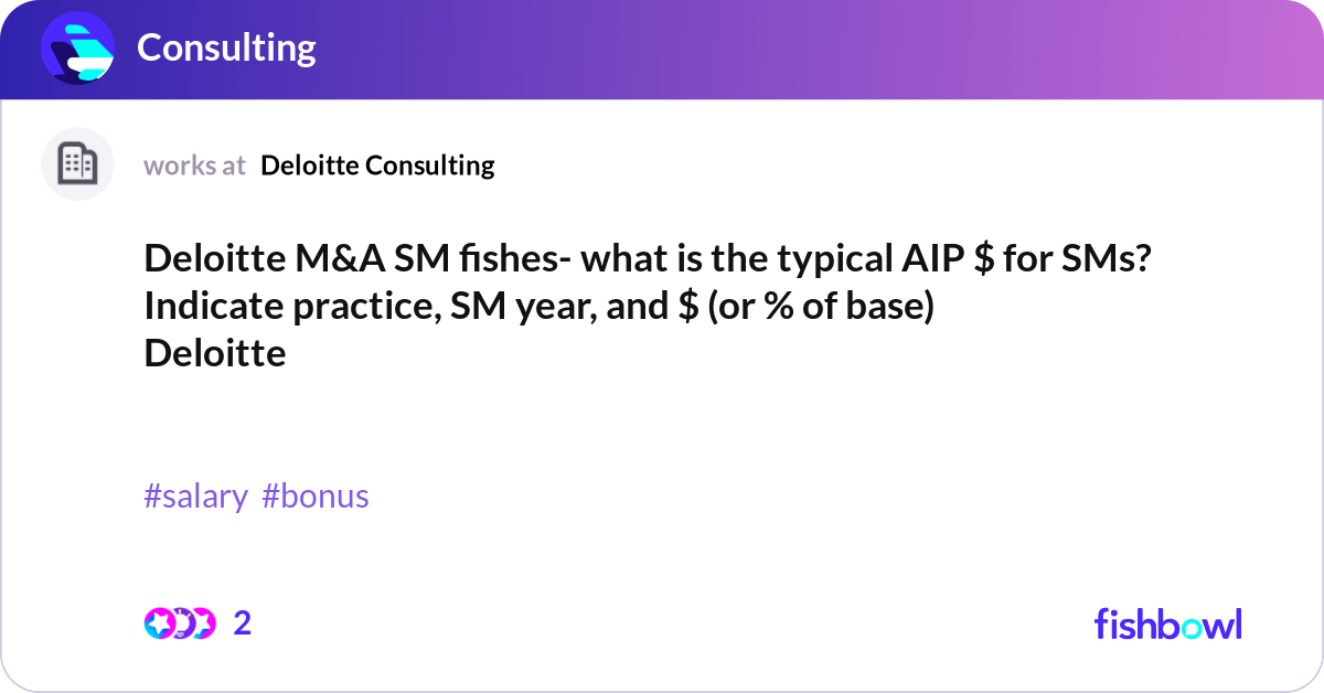 Deloitte M&A SM fishes- what is the typical AIP $ ... | Fishbowl