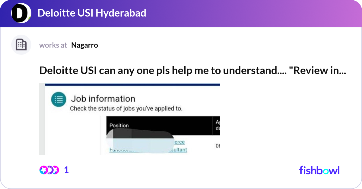 Deloitte USI can any one pls help me to understand... | Fishbowl