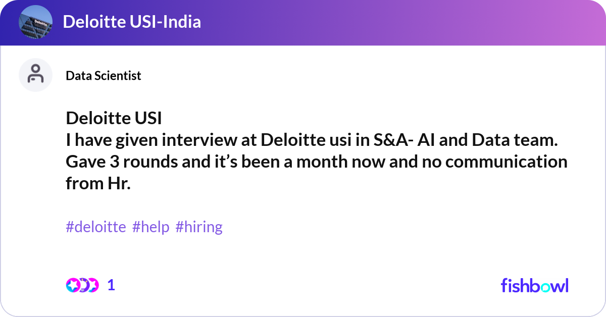 Deloitte USI I have given interview at Deloitte u... | Fishbowl