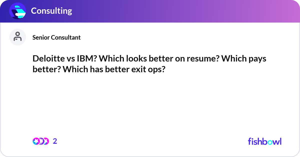 Deloitte vs IBM? Which looks better on resume? Whi... | Fishbowl