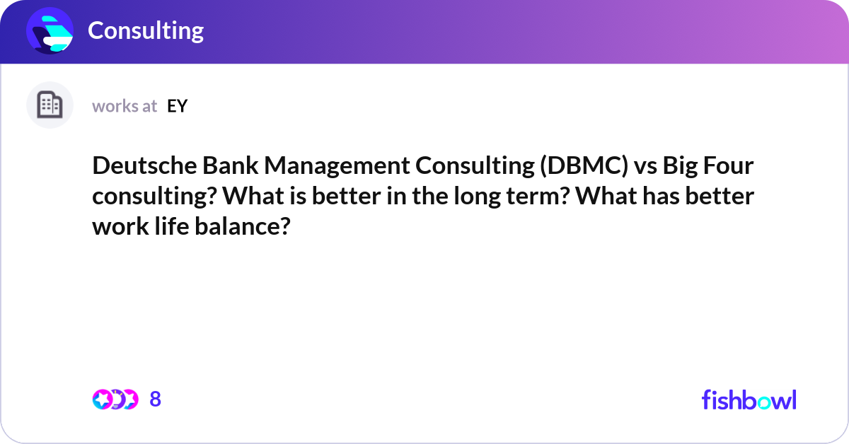 Deutsche Bank Management Consulting (DBMC) vs Big ... | Fishbowl