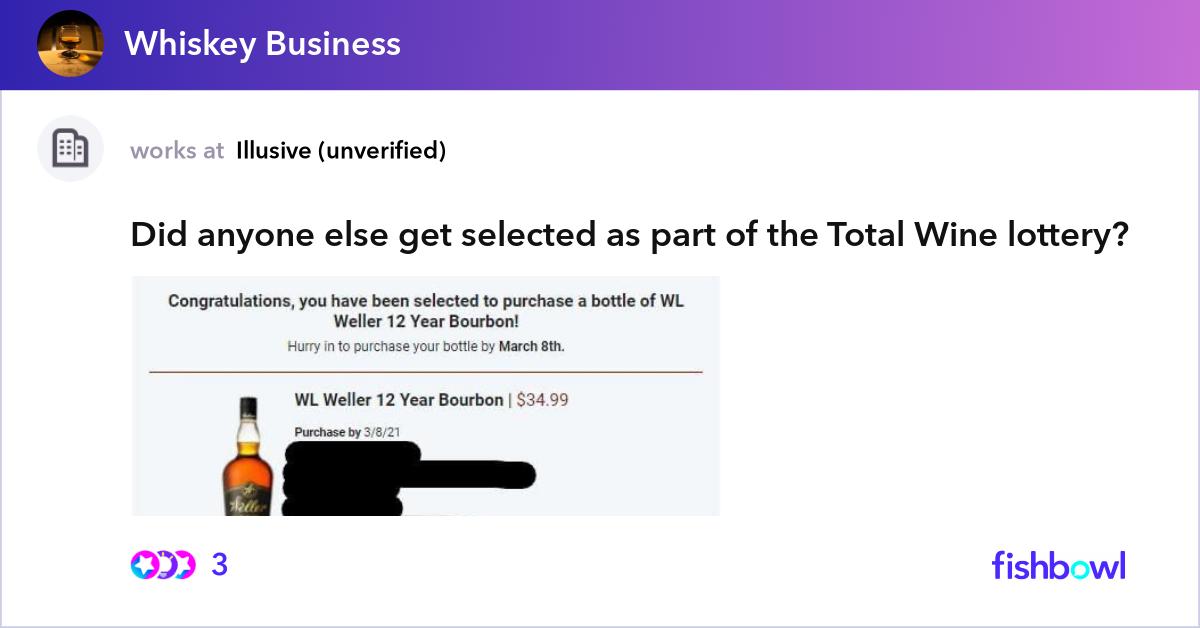 Did anyone else get selected as part of the Total ... | Fishbowl