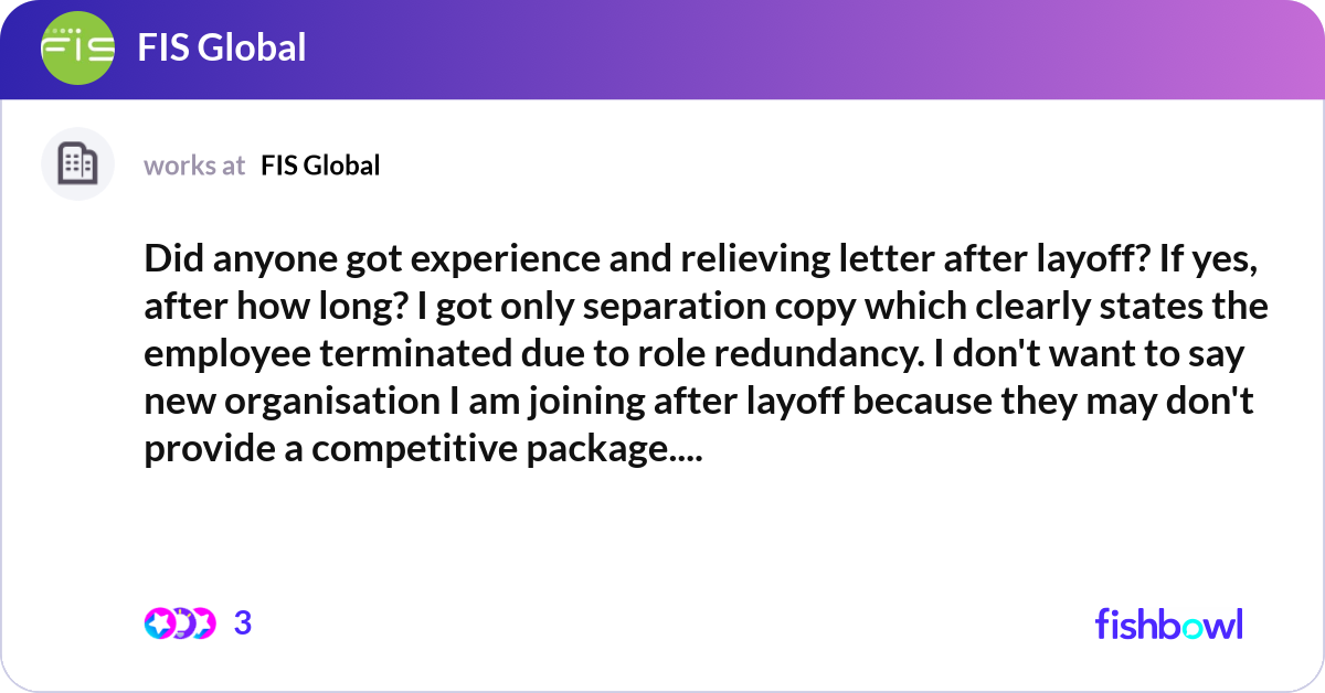 Did anyone got experience and relieving letter aft... | Fishbowl