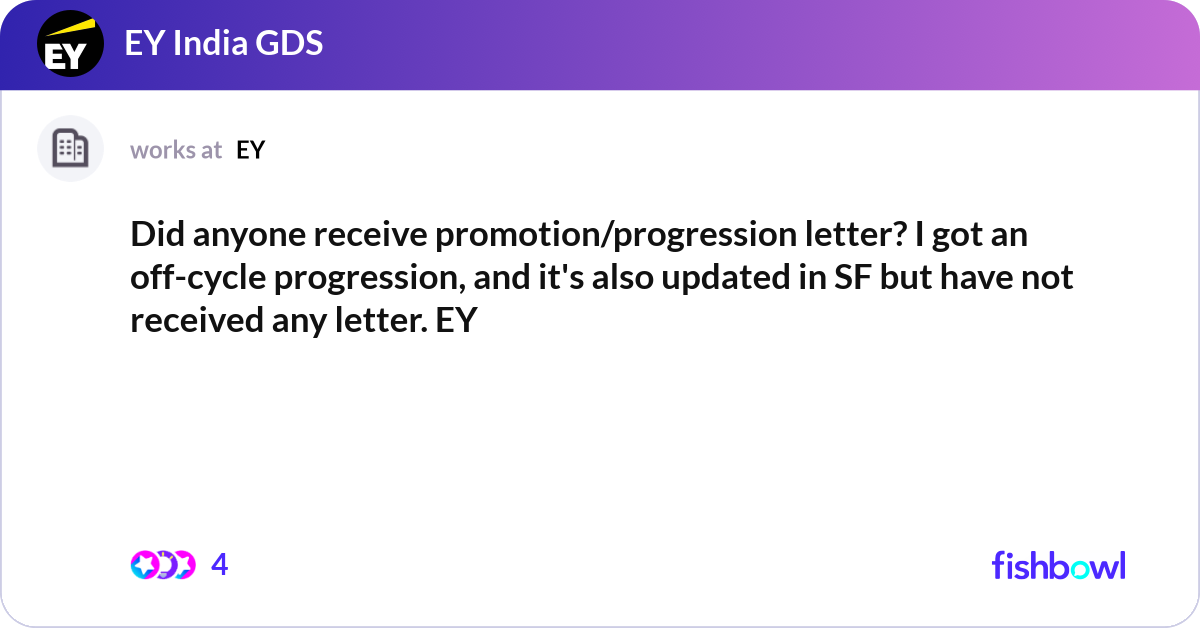 Did anyone receive promotion/progression letter? I... | Fishbowl