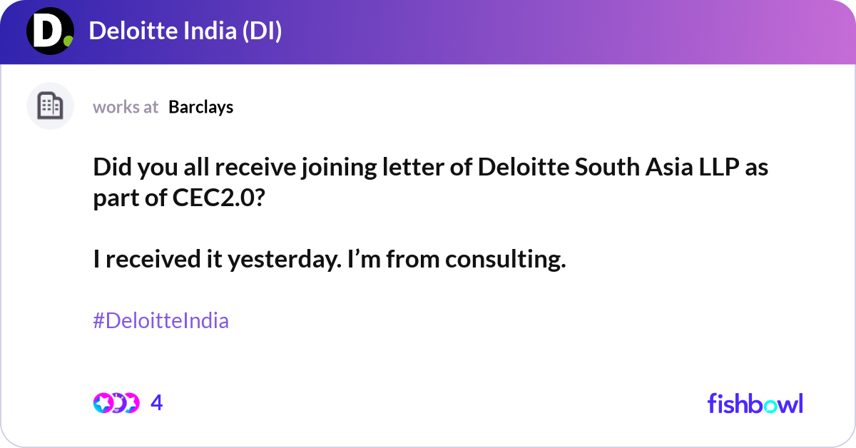 Did you all receive joining letter of Deloitte Sou... | Fishbowl