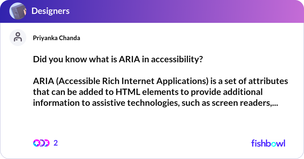 Did you know what is ARIA in accessibility? ARIA ... | Fishbowl
