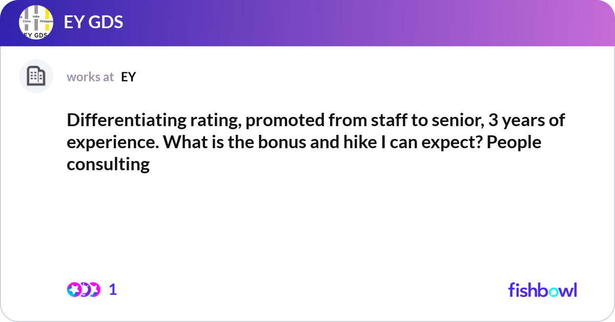 Differentiating rating, promoted from staff to sen... | Fishbowl