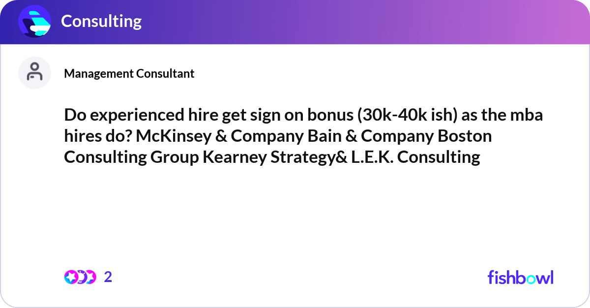 Do experienced hire get sign on bonus (30k-40k ish... | Fishbowl