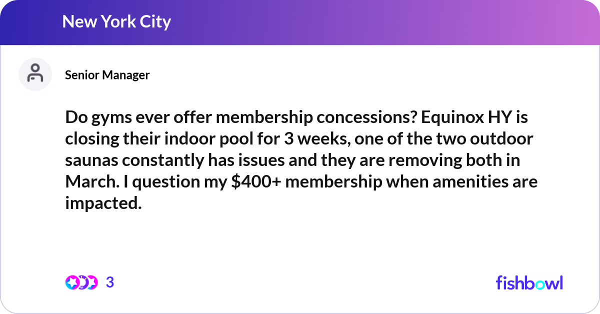 Do gyms ever offer membership concessions? Equinox... | Fishbowl