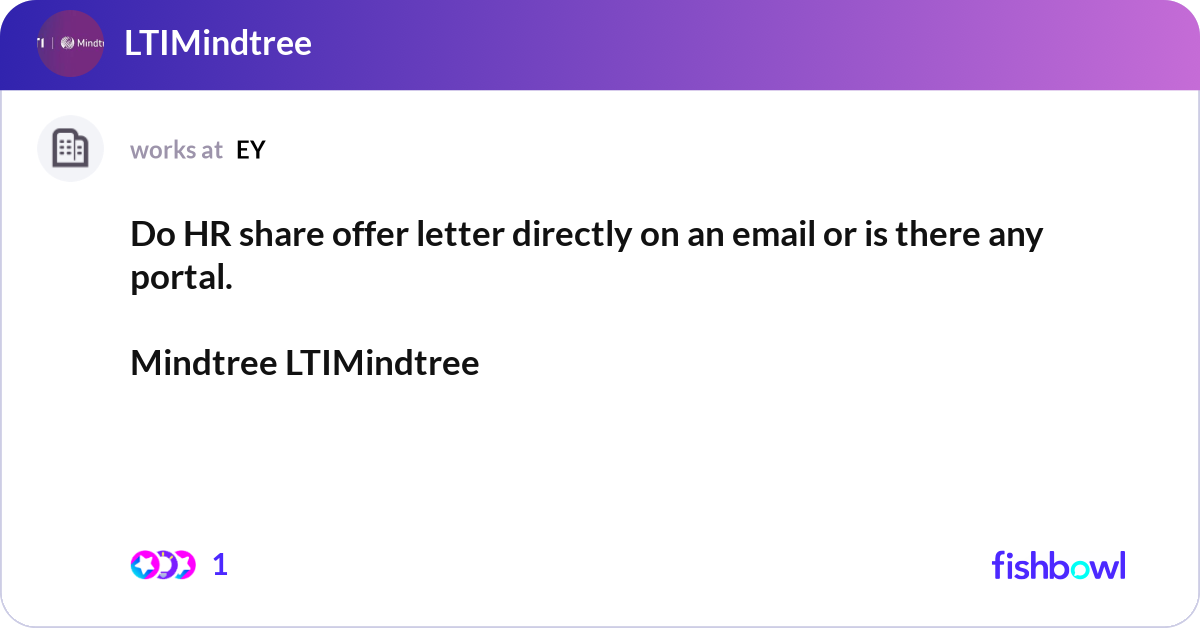 Do HR share offer letter directly on an email or i... | Fishbowl