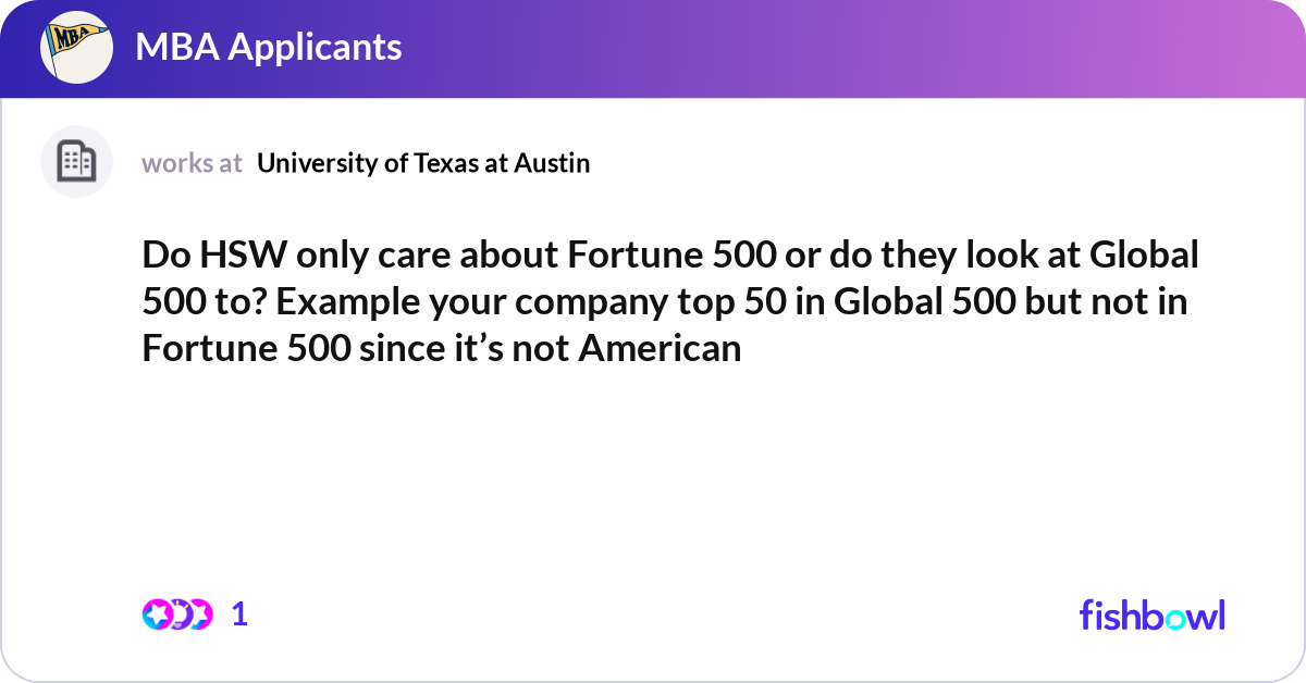 Do HSW only care about Fortune 500 or do they look... | Fishbowl
