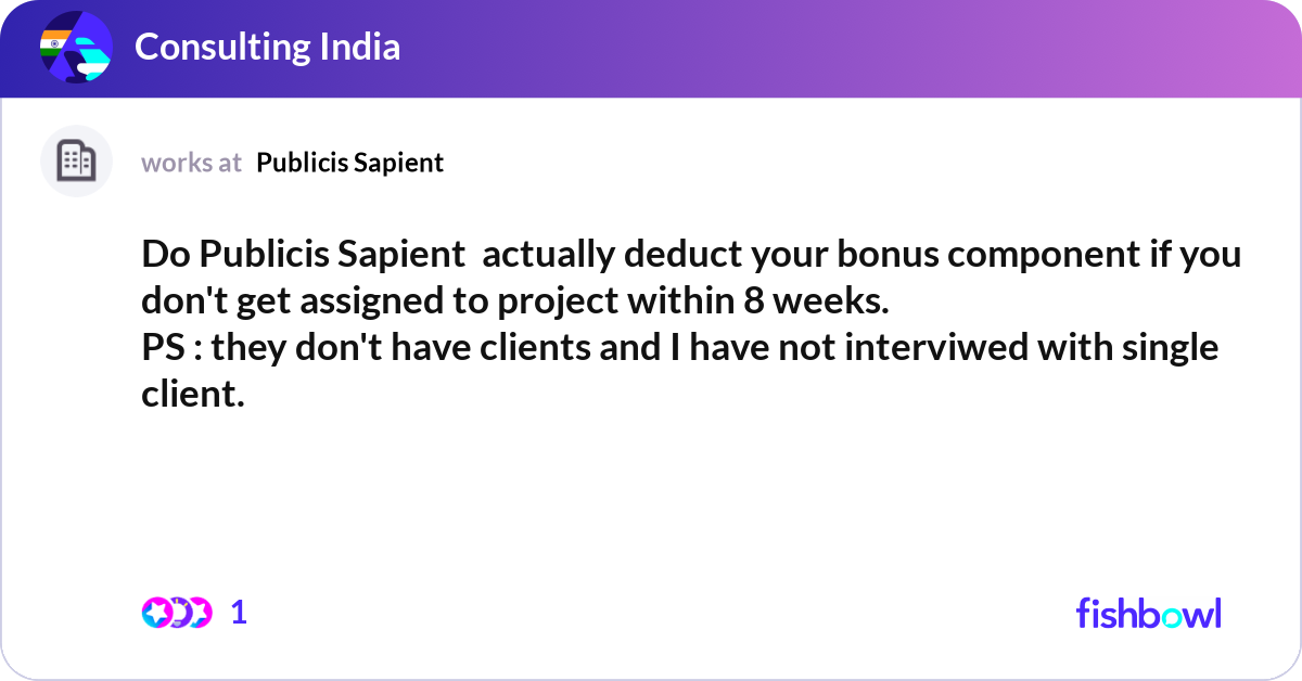 Do Publicis Sapient actually deduct your bonus co... | Fishbowl