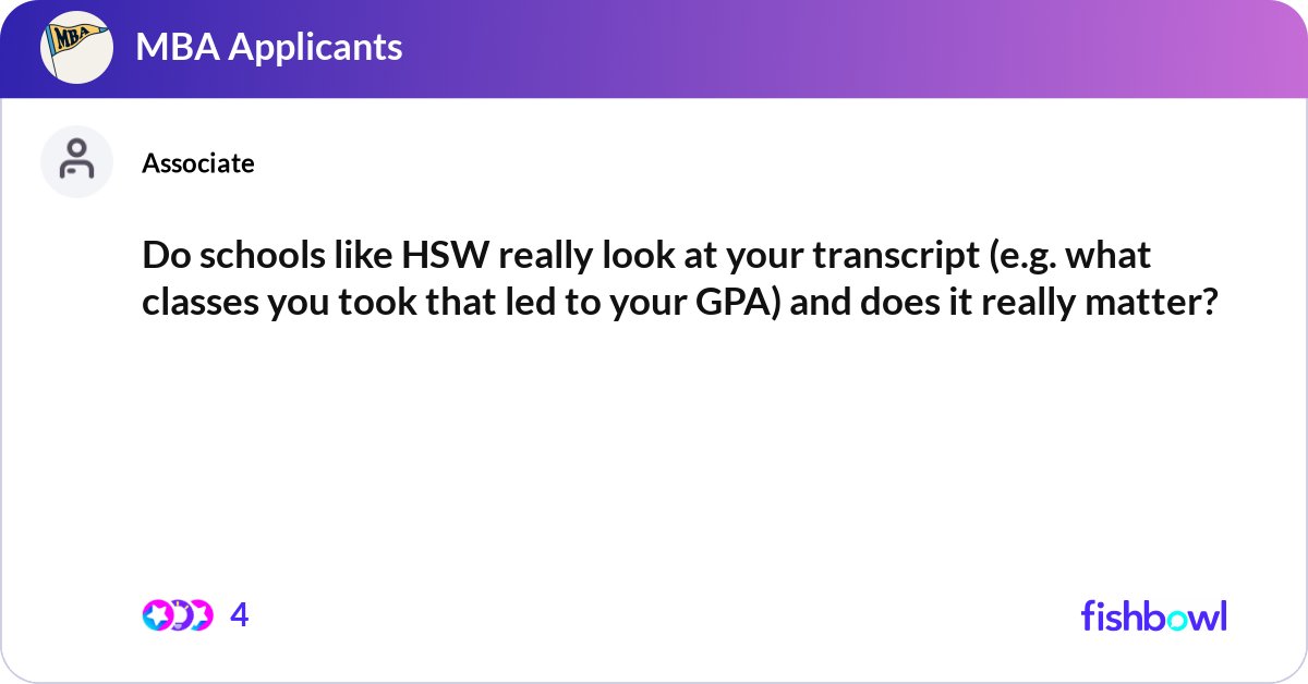 Do schools like HSW really look at your transcript... | Fishbowl