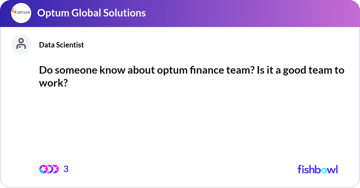 Do someone know about optum finance team? Is it a ... | Fishbowl