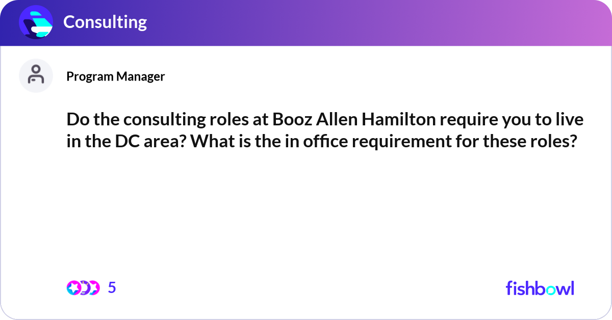 Do the consulting roles at Booz Allen Hamilton req... | Fishbowl